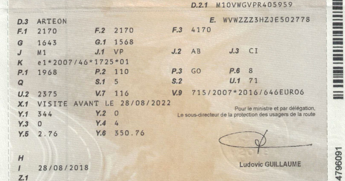 Nomenclature Détaillée des Champs de la Carte Grise en France