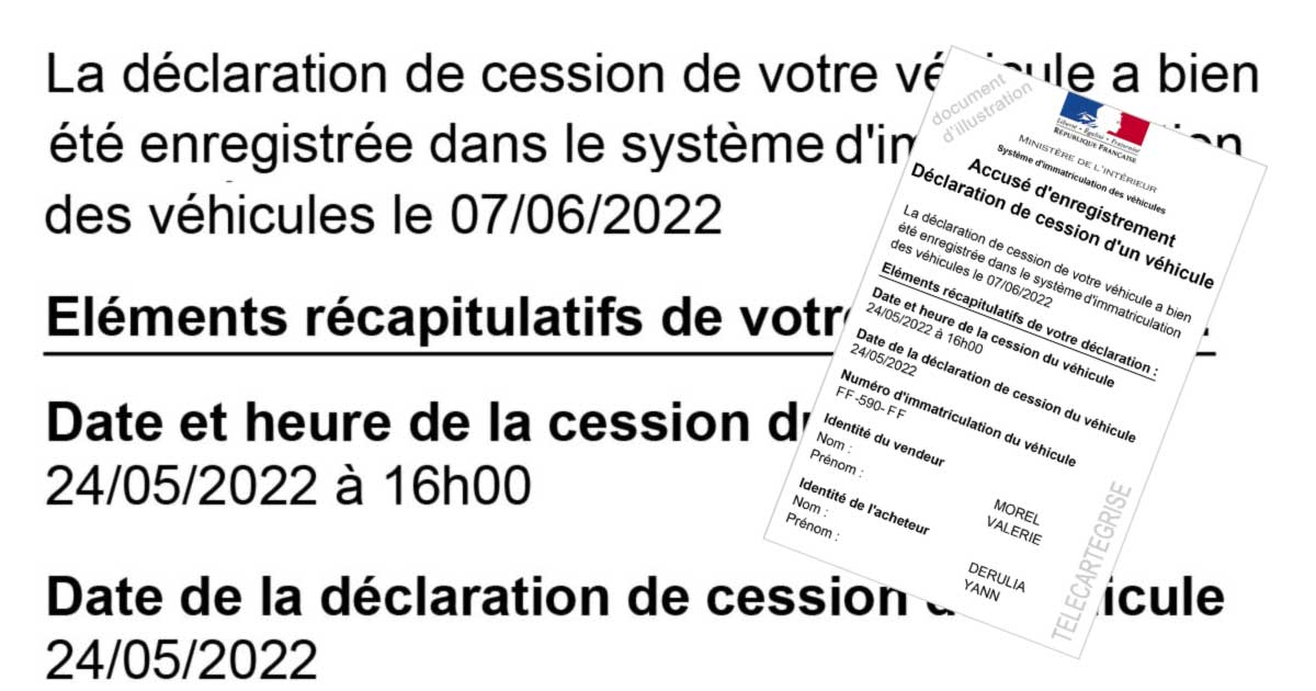 TeleCarteGrise - Enregistrement de cession en ligne